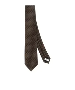 FERRAGAMO Monogram Jacquard Neck Tie - Black