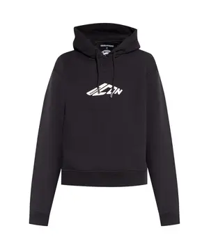 Dsquared2 Logo Printed Drawstring Hoodie - Black