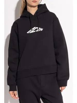 Dsquared2 Logo Printed Drawstring Hoodie - Black