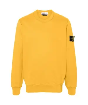 Stone Island Logo Patch Crewneck Sweatshirt - Mustard
