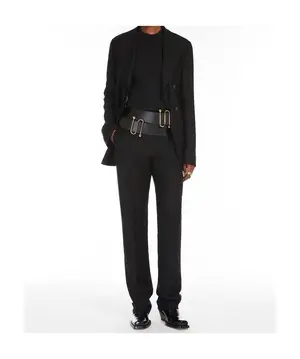 Sportmax Flared Viscose And Linen Twill Trousers
