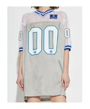 Off-White Logo Graphic V-neck Dress - Grey