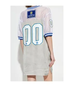 Off-White Logo Graphic V-neck Dress - Grey