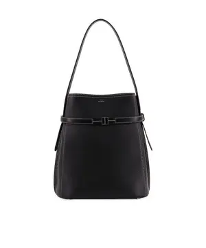 TOTEME Logo Printed Bucket Bag - Black