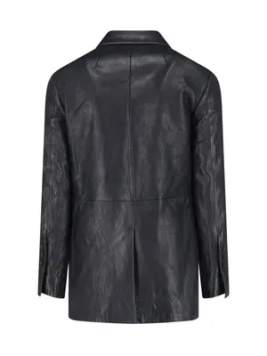 Rick Owens Single-breasted Leather Blazer