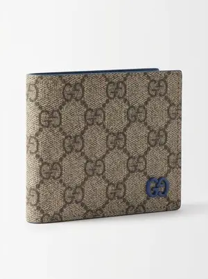 Gucci Monogrammed Bifold Wallet - Beige And Dark Brown
