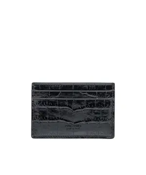 TOM FORD Crocodile-effect Cardholder - Black