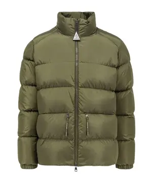 Moncler Logo Patch Zip-up Puffer Jacket - Green