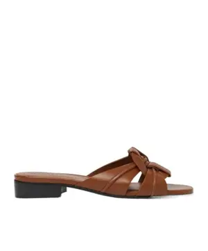 SCAROSSO Anna Woven Detail Slip-on Sandals - Tan