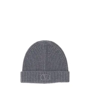 Valentino Garavani Vlogo Signature Knitted Beanie - Gray