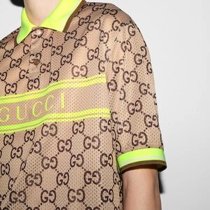 Gucci Mesh Gg Printed Polo Shirt