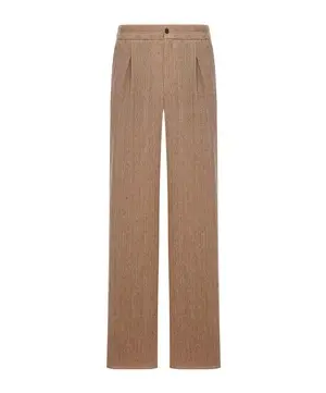 Giorgio Armani Pleated Linen Trousers - Brown