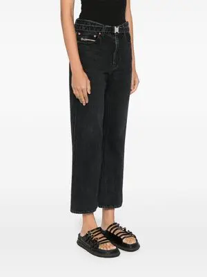 Sacai Straight-leg Belted Cropped Jeans