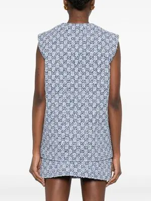 Gucci Monogrammed Tweed Vest - Gray