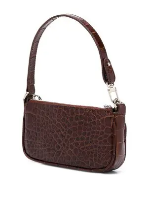 By Far Embossed Zipper Shoulder Bag - Brown