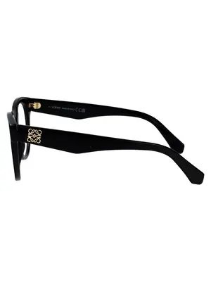 Loewe Round Frame Eyeglasses With Gold Tone Logo - Black