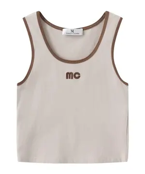 Marissa Chiara Crew Neck Vest With Lettering - Brown