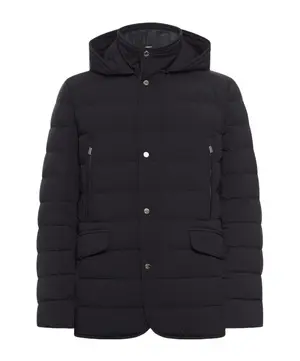 MOORER Hooded Quilted Jacket - Black
