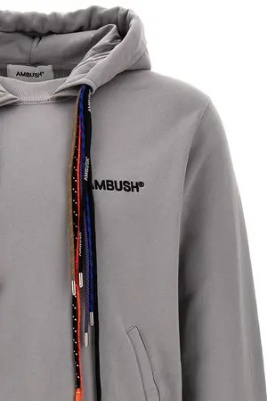 AMBUSH Logo Printed Drawstring Hoodie - Gray