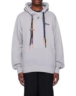 AMBUSH Logo Printed Drawstring Hoodie - Gray