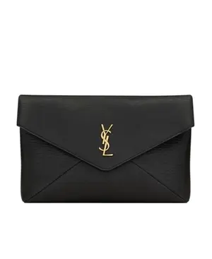 Saint Laurent Cassandre Envelope Large Clutch Bag - Black