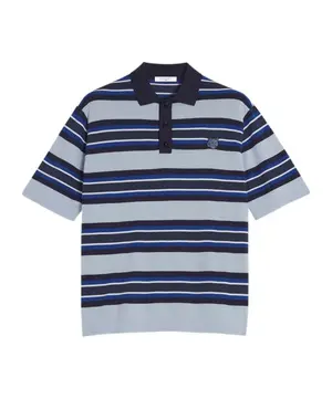 Maison Kitsuné Bold Fox Head Patch Fine Gauge Striped Polo Shirt