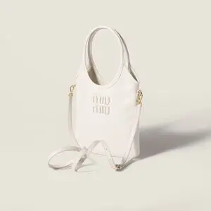 Miu Miu Mini Handbag With Leather Lettering Logo - White