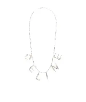 Celine Silver Brass Necklace With Paris Signature Carving - No