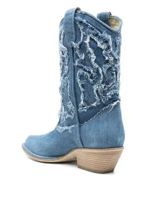 VIC MATIE Distressed Embroidered Boots