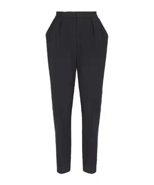 Balmain High-waisted Grain De Poudre Tailored Trousers - Black