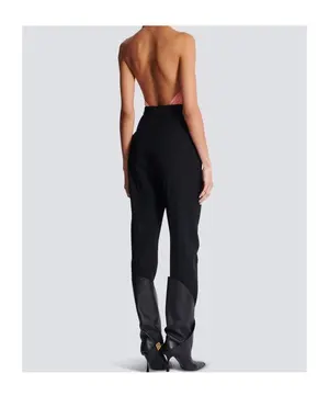 Balmain High-waisted Grain De Poudre Tailored Trousers - Black