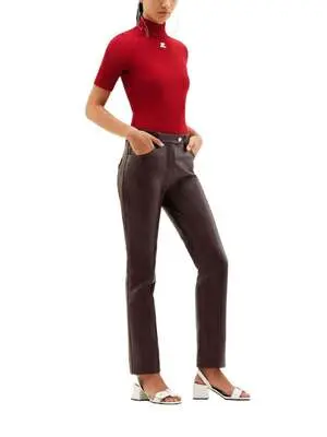 COURREGES Ribbed High Neck Knit Top - Red