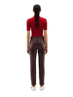 COURREGES Ribbed High Neck Knit Top - Red