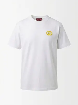 Gucci Crewneck Jersey T-shirt With Interlocking G Detail - White