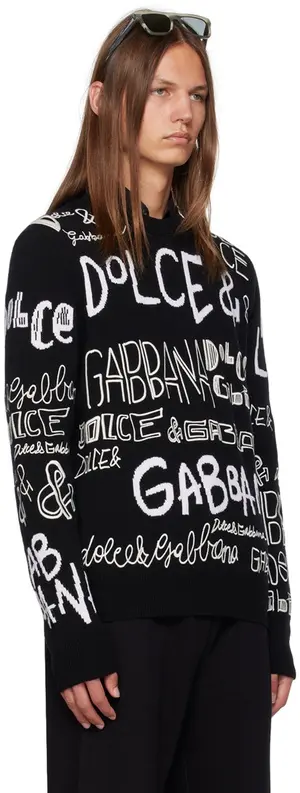 Dolce & Gabbana Logo Intarsia Knit Crew Neck Jumper