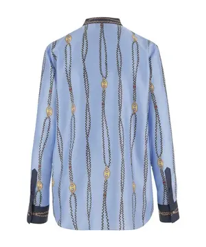 Gucci Chain Print Long Sleeve Shirt - Light Blue