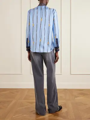 Gucci Chain Print Long Sleeve Shirt - Light Blue