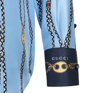 Gucci Chain Print Long Sleeve Shirt - Light Blue