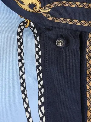 Gucci Chain Print Long Sleeve Shirt - Light Blue