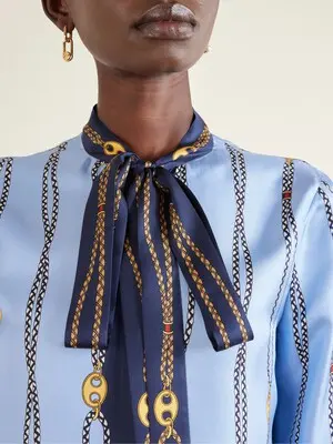 Gucci Chain Print Long Sleeve Shirt - Light Blue