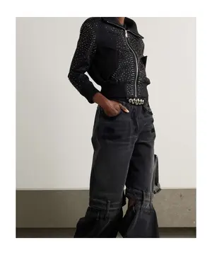 Attico Crystal-embellished Twill Bomber Jacket