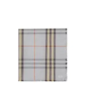 Burberry Reversible Check Fringed Scarf - Wave Blue/stone Beige