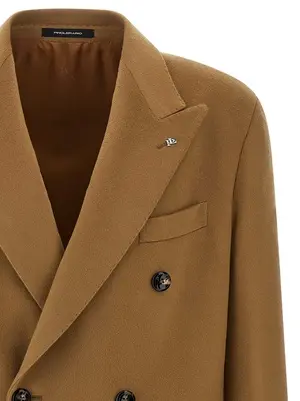 Tagliatore Mid Length Double Breasted Coat - Beige