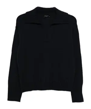 ROBERTO COLLINA Long-sleeved Ribbed Sweater - Black