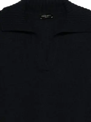 ROBERTO COLLINA Long-sleeved Ribbed Sweater - Black