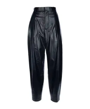 Bottega Veneta Pleated Leather Trousers - Black