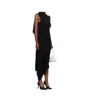 MARINE SERRE Asymmetrical Draped Open-back Dress