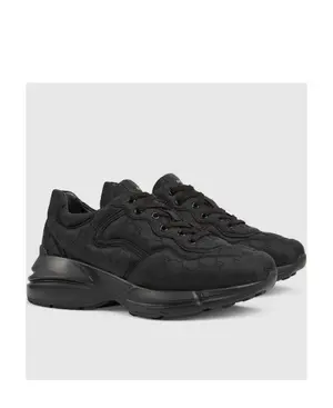 Gucci Rhyton Monogram Jacquard Sneakers - Black