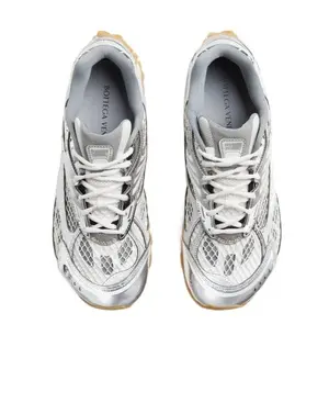 Bottega Veneta Orbit Lace-up Sneakers - Silver/white/optical White Rubber