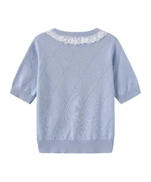 Marissa Chiara Knitted Pullover With Lace Neckline